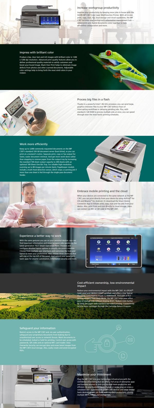 Savin MP C307 Color Laser Multifunction Printer - Magee Office