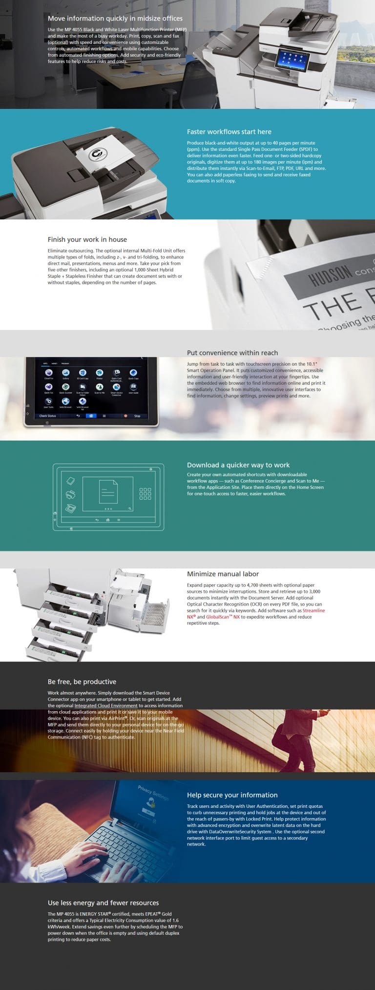 Savin MP 4055 Black and White Laser Multifunction Printer - Magee Office